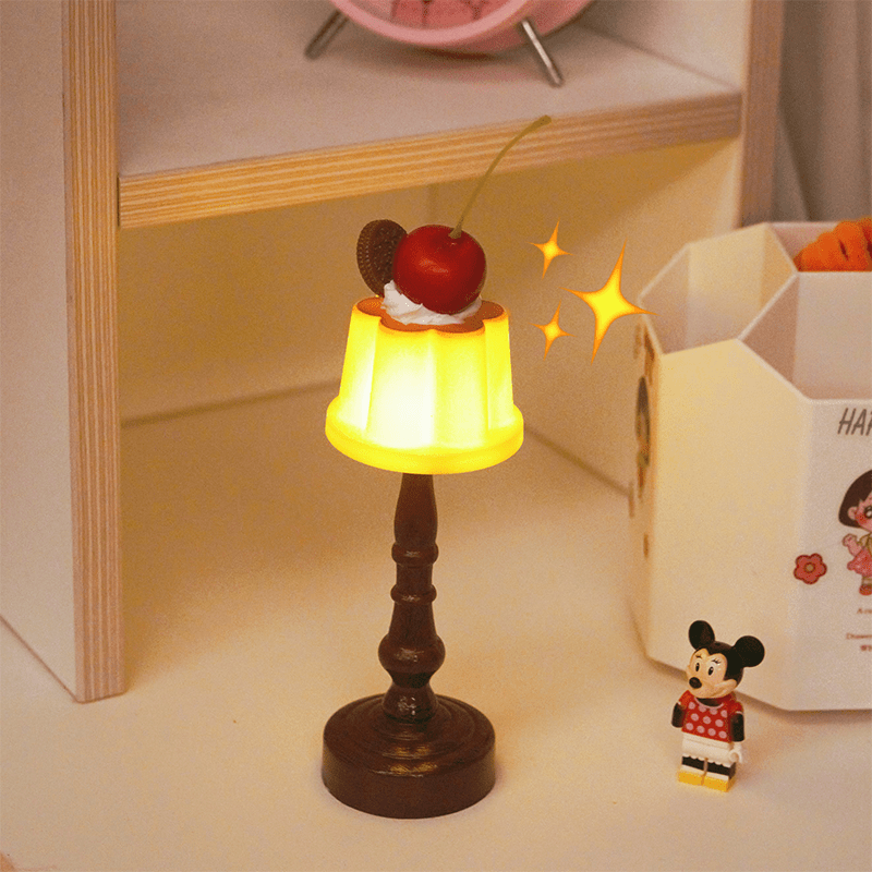 Pudding Night Light Kawaii Cherry Cute LED Lamp 20cm | ArtGalleryZen