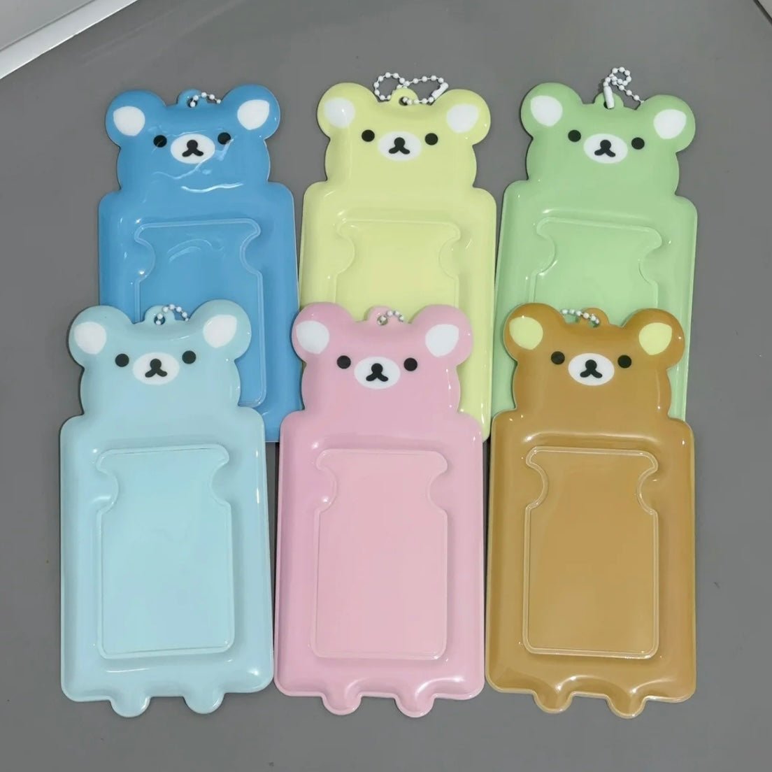 Colorful Rilakkuma Kpop Keychain Photocard Holder - Kawaii Bear Card ...