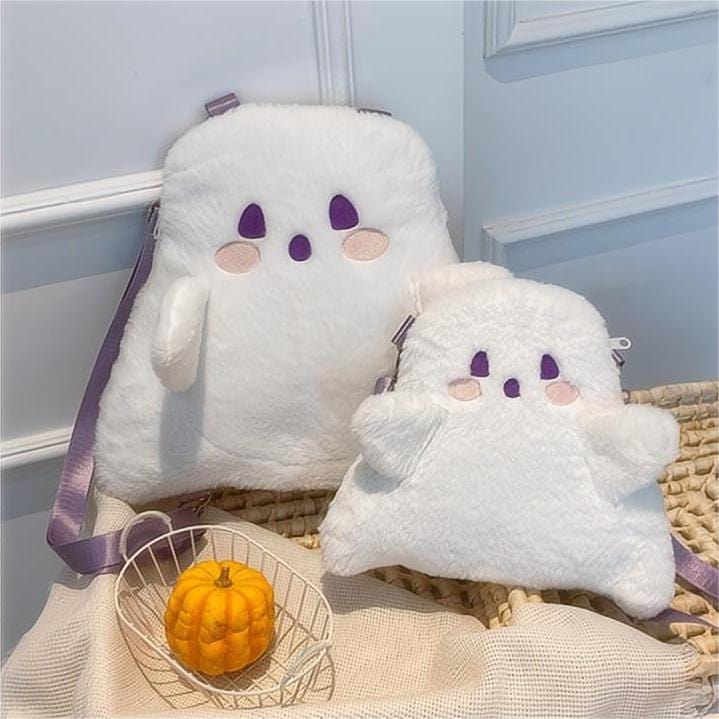 Cute Plush Ghost Backpack Crossbody Bag – ArtGalleryZen
